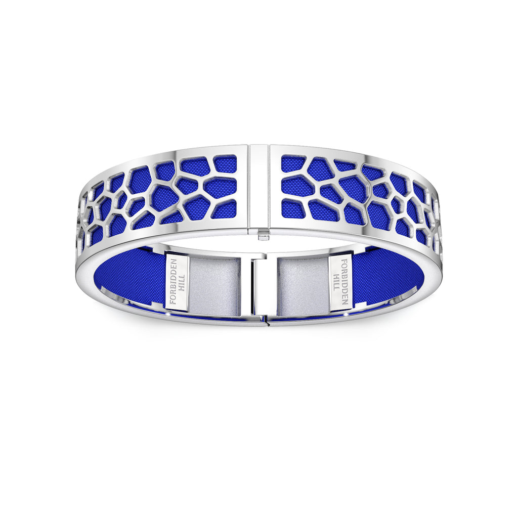 Hexagon Coral Bangle - Royal Blue - Rhodium – Forbidden Hill